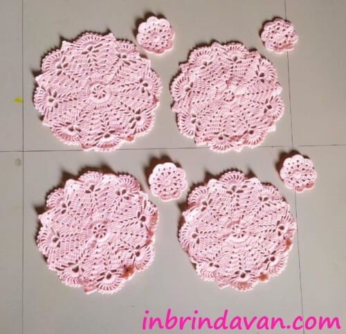 Crochet Table Mats & Coasters GC01 • inbrindavan.com