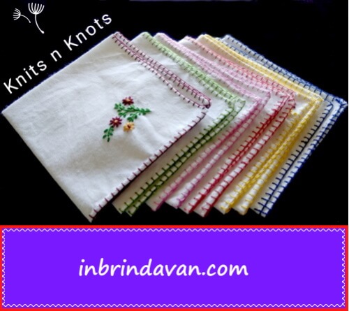 Hand Embroidered Hankies DR01 • inbrindavan.com