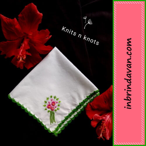 Hand Embroidered Hankies DR03 • inbrindavan.com